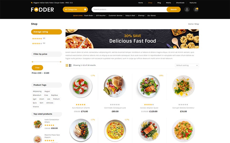 Food and Restaurant Store WooCommerce Website - Fiver Templates
