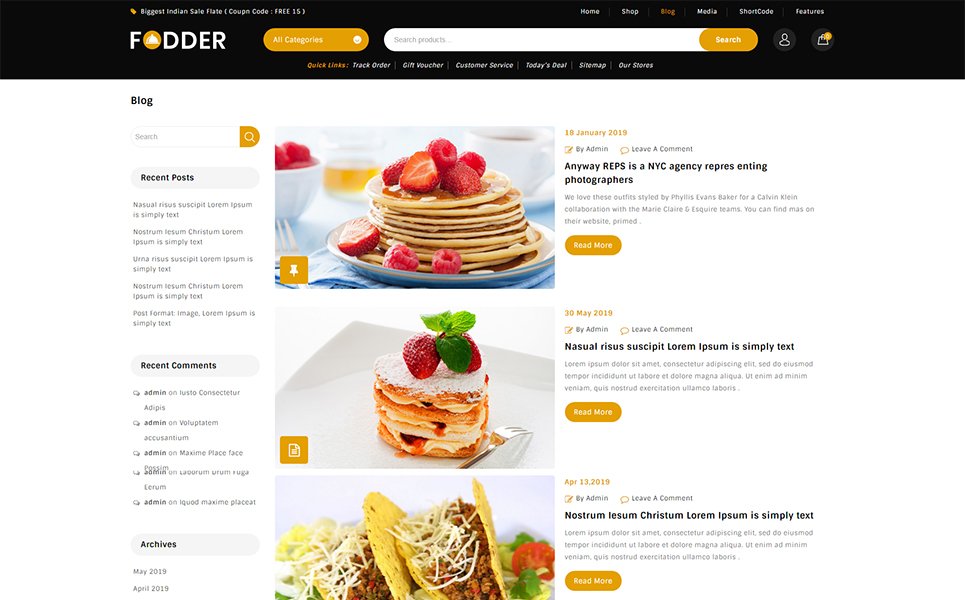 Food and Restaurant Store WooCommerce Website - Fiver Templates